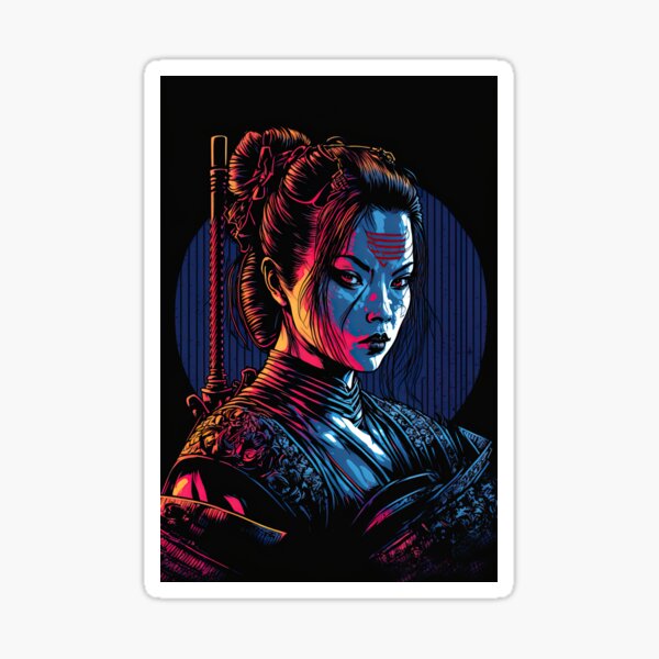 "Samurai Cyberpunk Girl " Sticker for Sale by koolsticks | Redbubble