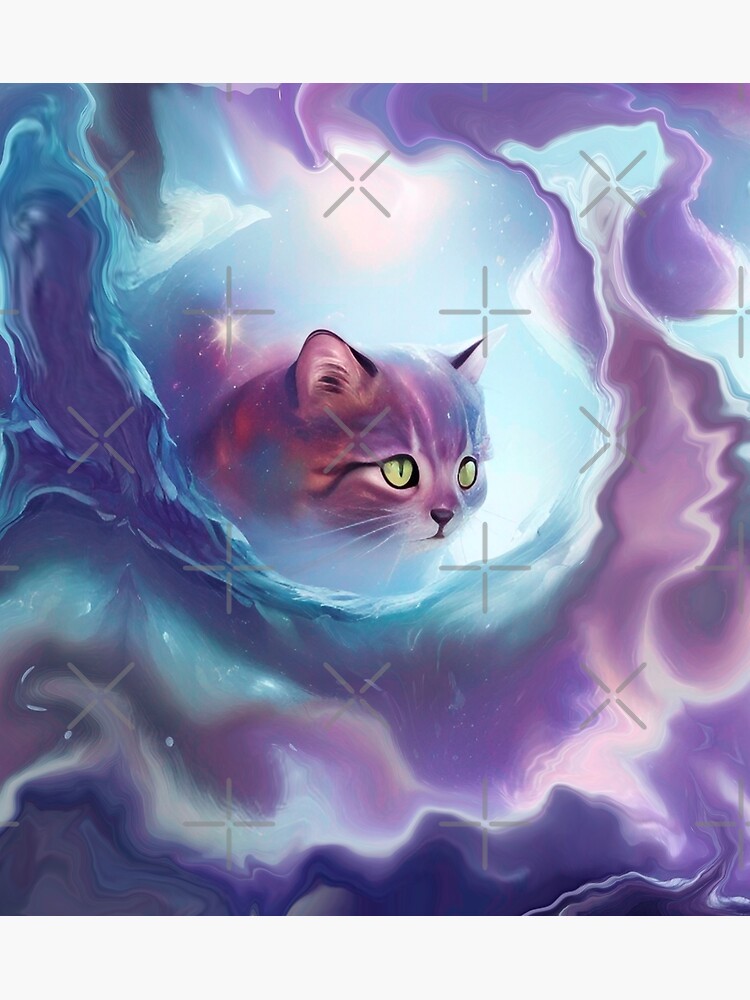"Surreal Nebula Cat Abstract Digital Portrait" Poster for Sale by ...