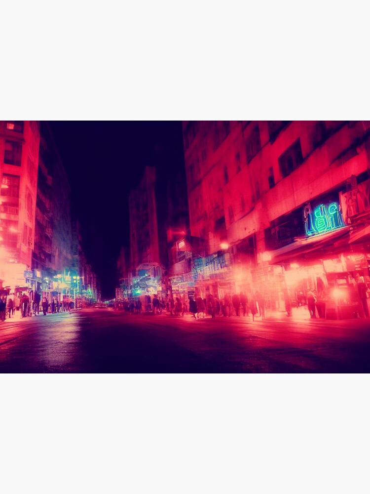 "Red & Cyan Neon City Streets" Sticker for Sale by emuquah | Redbubble