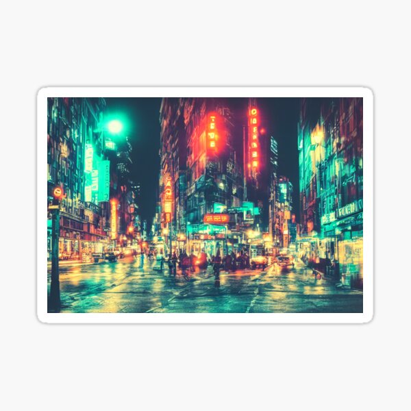 "Colorful Neon City Streets" Sticker for Sale by emuquah | Redbubble