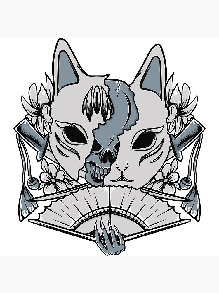 "Kitsune Skull" Poster for Sale by gtcdesign | Redbubble