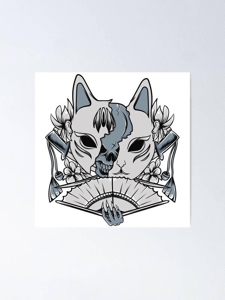 "Kitsune Skull" Poster for Sale by gtcdesign | Redbubble