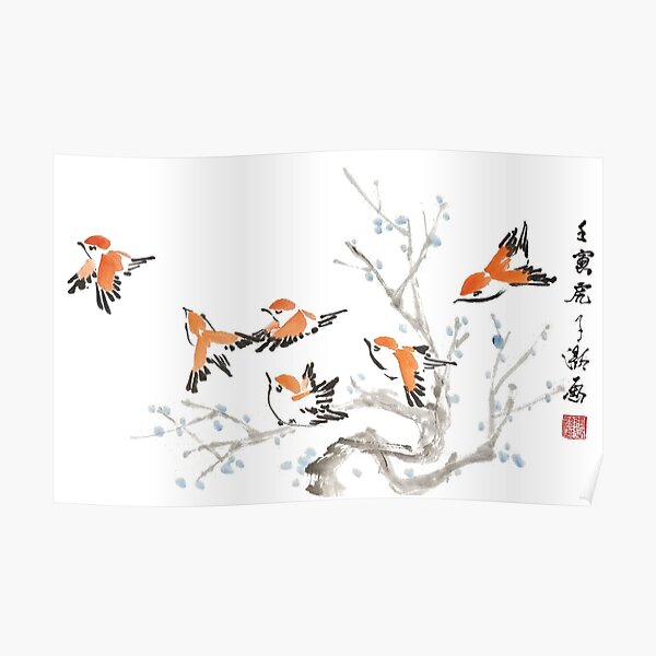 "Flight of the 6 Sparrows" Poster for Sale by Huluhua | Redbubble