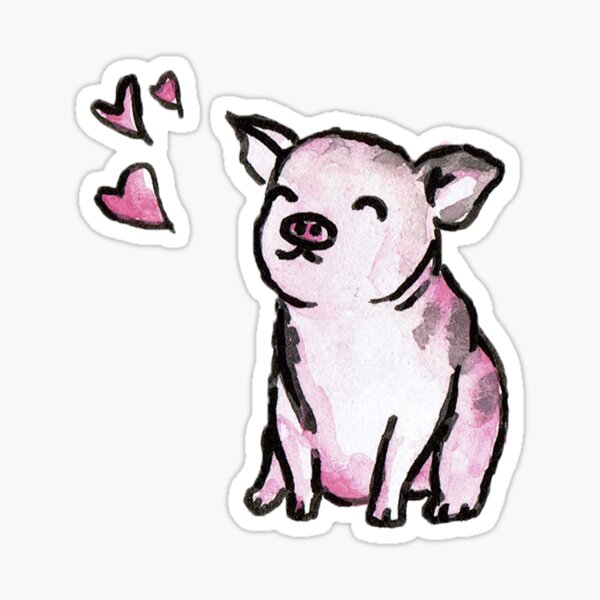 "Happy Pig" Sticker for Sale by yourstrulyhana | Redbubble
