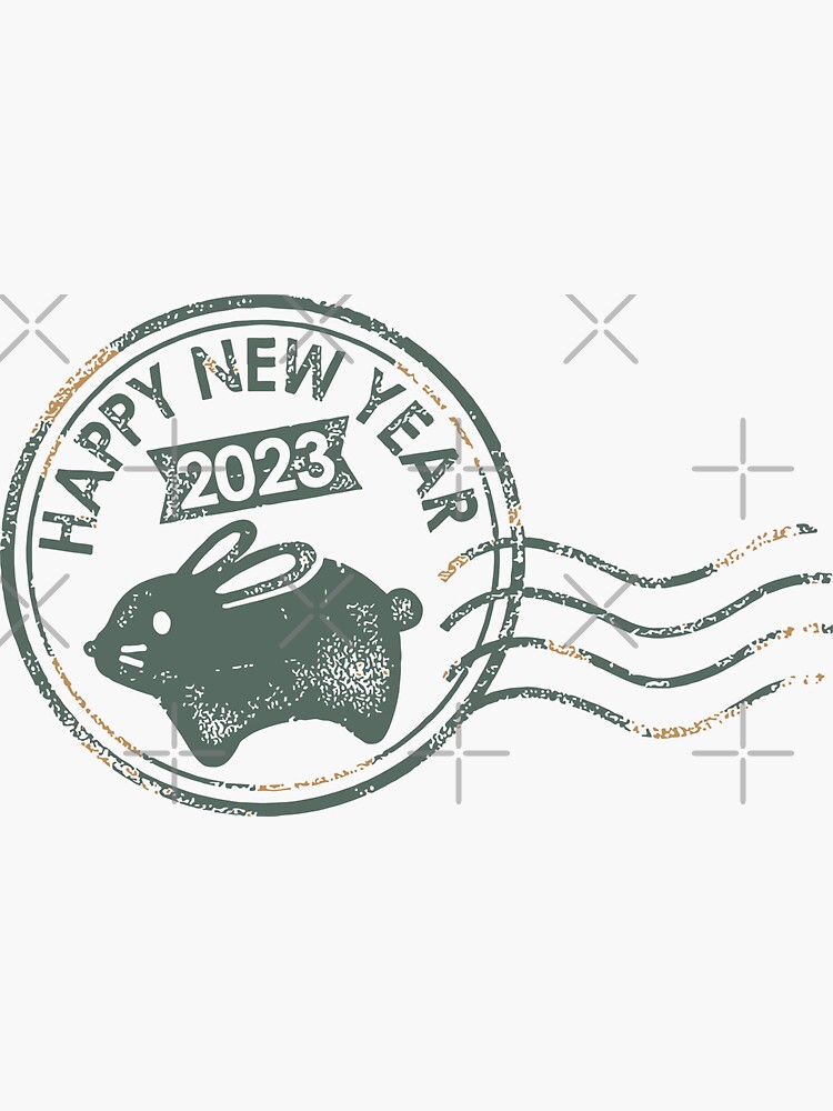 "Rabbit stamp chop new year 2023 Vintage green tone" Sticker for Sale ...