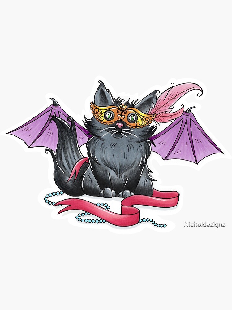 "Bat Cat" Sticker for Sale by Nicholdesigns | Redbubble