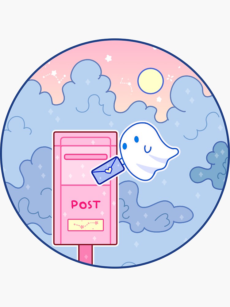 "A small ghost sends a letter through a mailbox" Sticker for Sale by ...