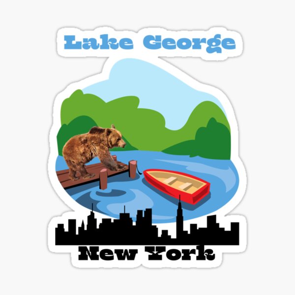 "Lake george New York bear- Bear in the lake " Sticker for Sale by ...