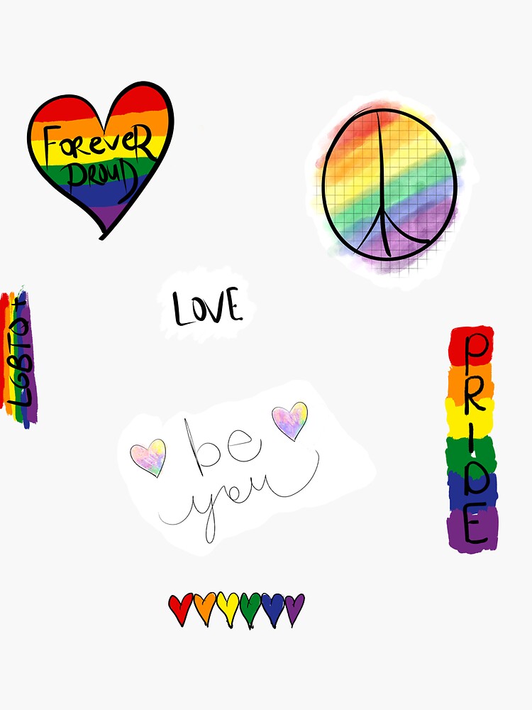 "Love Forever Proud Be You LGBTQ+ Pride Doodles" Sticker for Sale by ...