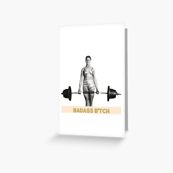 "Badass Strong Woman Vintage Weightlifter " Greeting Card for Sale by ...