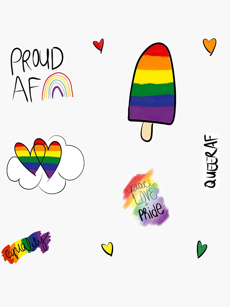 "Popsicle LGBTQ Peace Love Pride Proud AF " Sticker for Sale by ...
