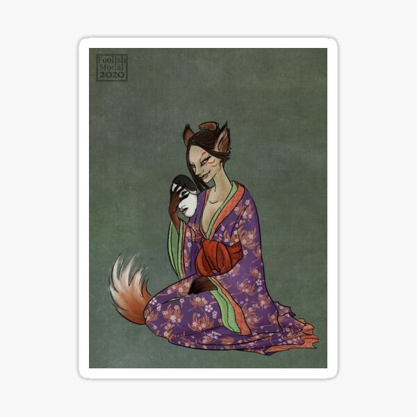 "Kitsune" Sticker for Sale by FoolishMortal | Redbubble