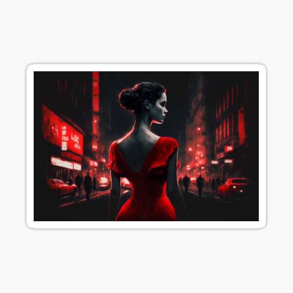 "Lady in the red dress" Sticker for Sale by NianderQuinn | Redbubble