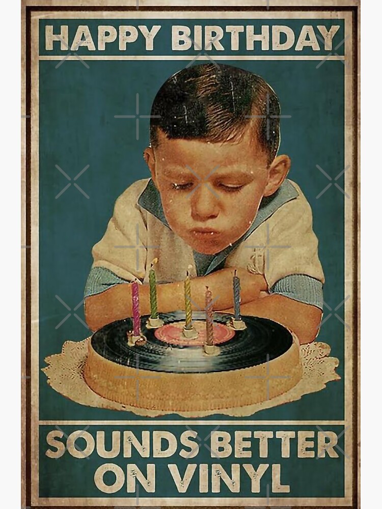 "Happy Birthday sounds better on vinyl Vintage retro design" Sticker ...