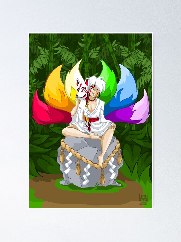 "Rainbow Kitsune" Poster for Sale by Plundercat | Redbubble