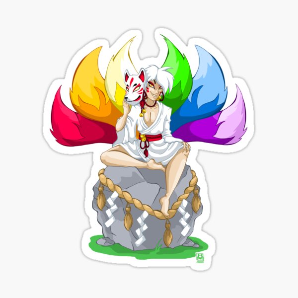 "Rainbow Kitsune" Sticker for Sale by Plundercat | Redbubble