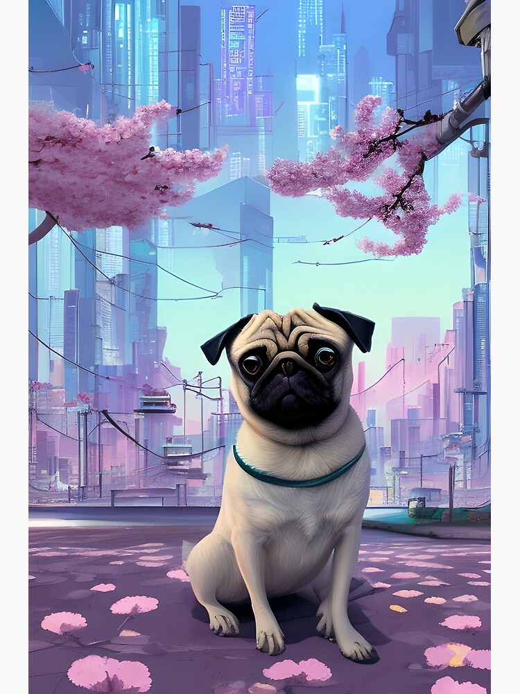 "Kawaii Pug Cyberpunk" Poster for Sale by ashleafjb | Redbubble