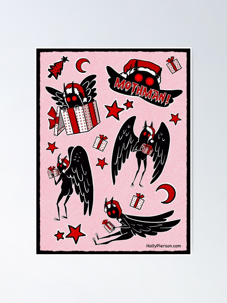 "Cryptid Christmas Mothman" Poster for Sale by HollyPierson | Redbubble