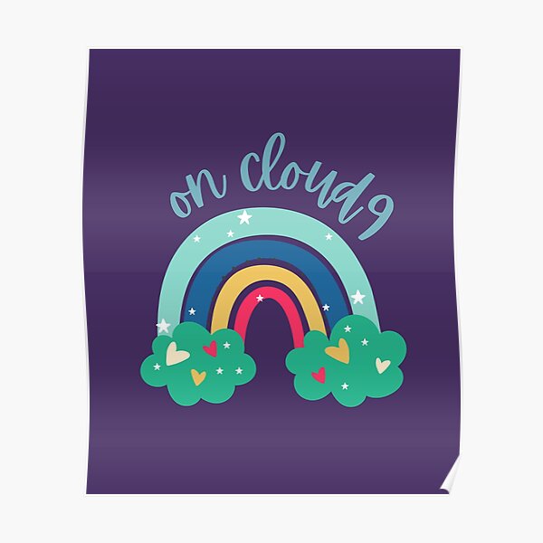 "On Cloud Nine ,Cute 9th Birthday Girl Rainbow On Cloud 9" Poster for ...