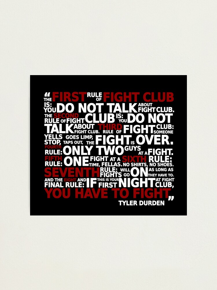 "Fight Club Rules" Photographic Print for Sale by VBArtSegnalibri ...