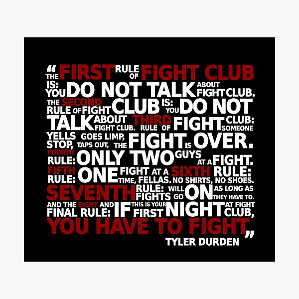 "Fight Club Rules" Photographic Print for Sale by VBArtSegnalibri ...