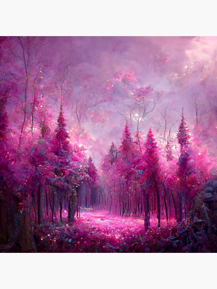 "Pink Forest" Sticker for Sale by Ethereal-Realms | Redbubble