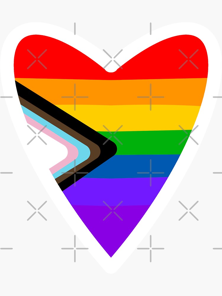 " Progress Pride Flag Heart" Sticker for Sale by ArtByNoName | Redbubble
