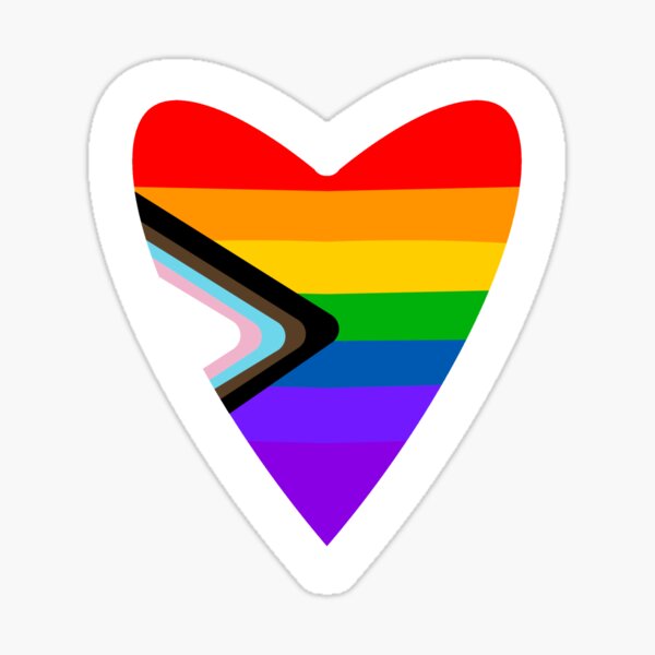 " Progress Pride Flag Heart" Sticker for Sale by ArtByNoName | Redbubble