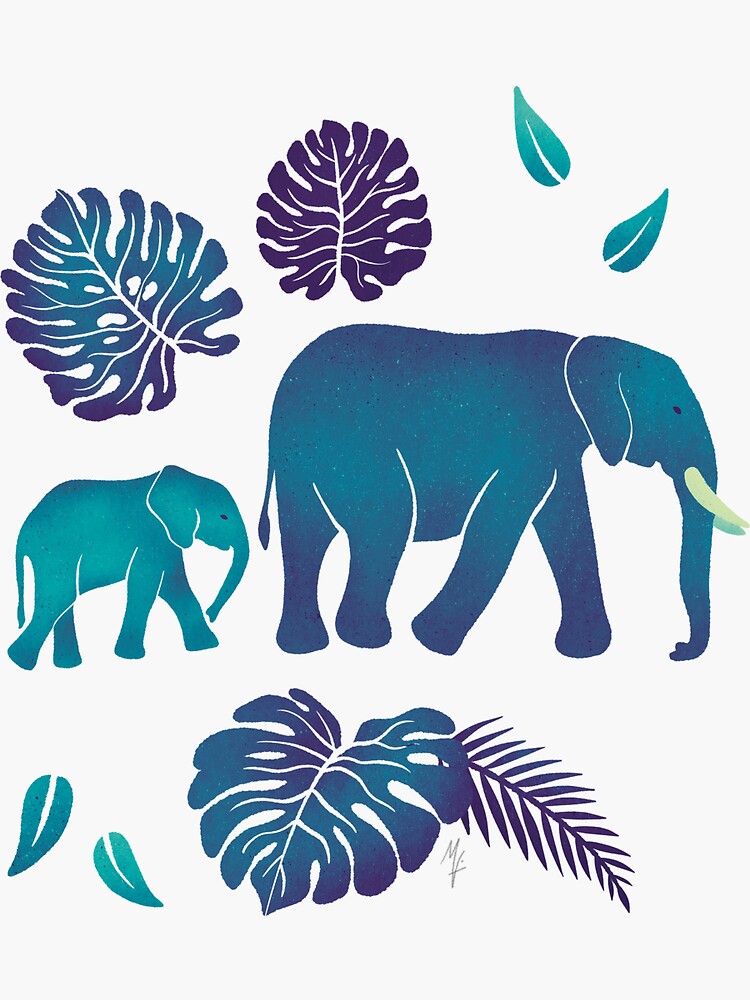 "Textured elephant illustration " Sticker for Sale by NTeo | Redbubble