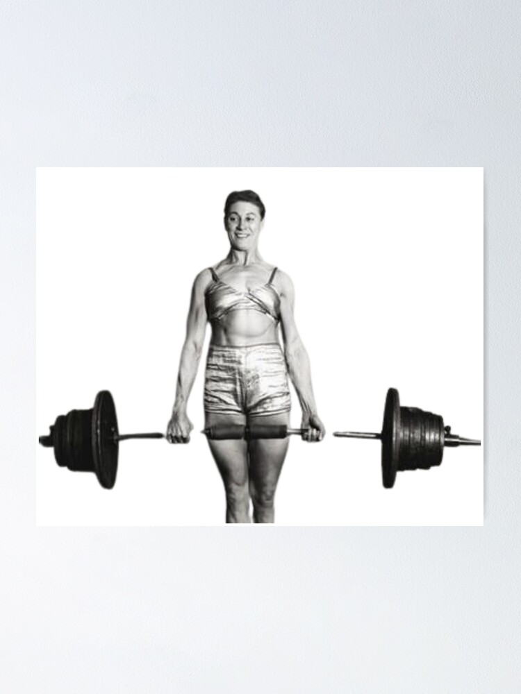 "Vintage Barbell Weight Lifting Woman " Poster for Sale by TeeKid ...