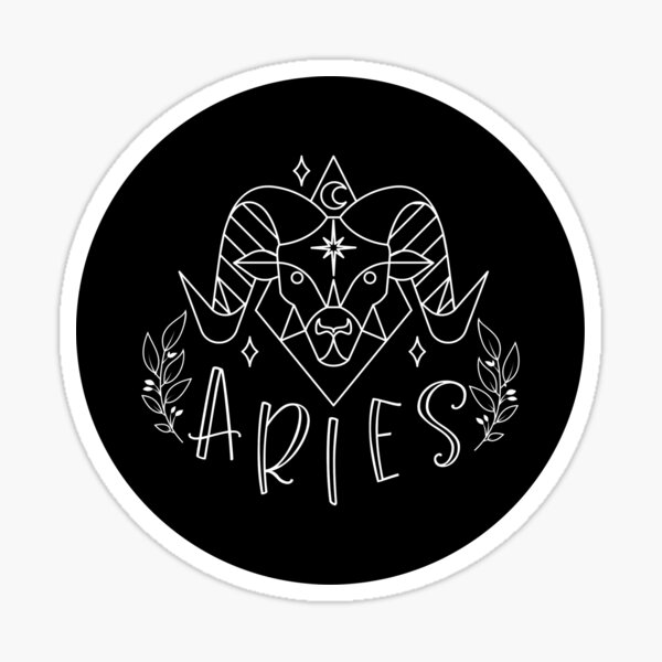 "Aries zodiac sign sticker black aesthetic delicate cosmic space witch ...