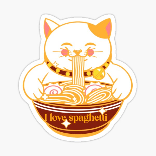 "Design for cats that love to eat spaghetti" Sticker for Sale by ...