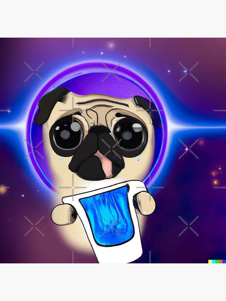 "Magic Pug Dog Drinking Coffee" Sticker for Sale by chanzds | Redbubble
