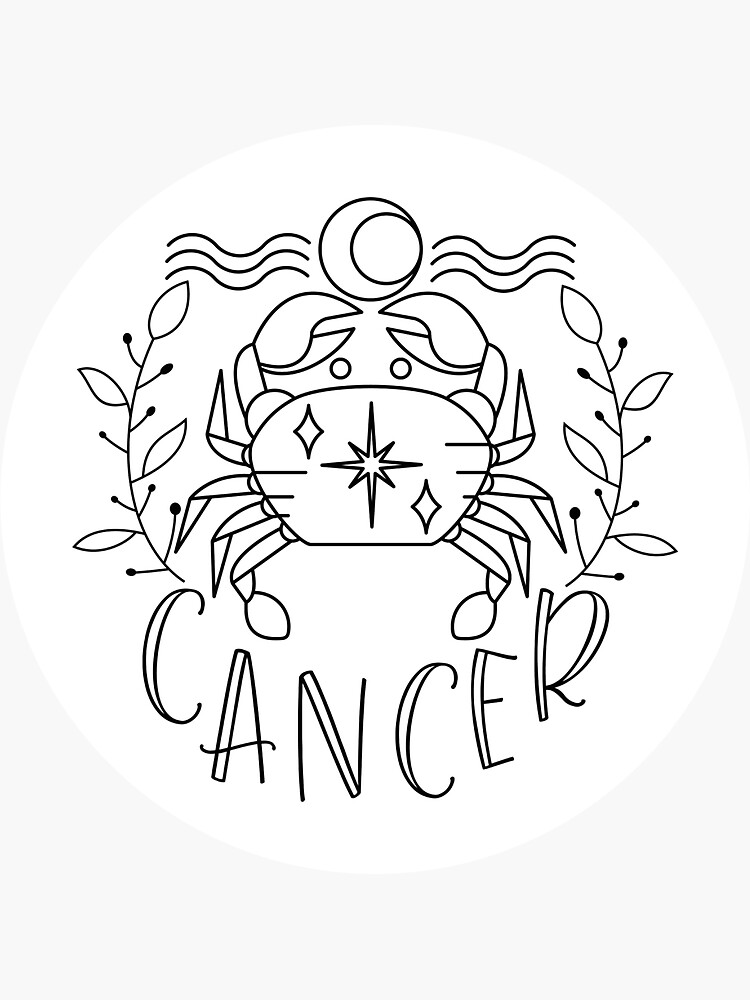 Cancer Zodiac Sign Sticker Aesthetic Delicate Feminine Cosmic Space