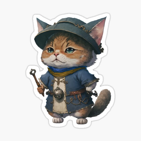 "Cat Mage" Sticker for Sale by FantasyPatterns | Redbubble