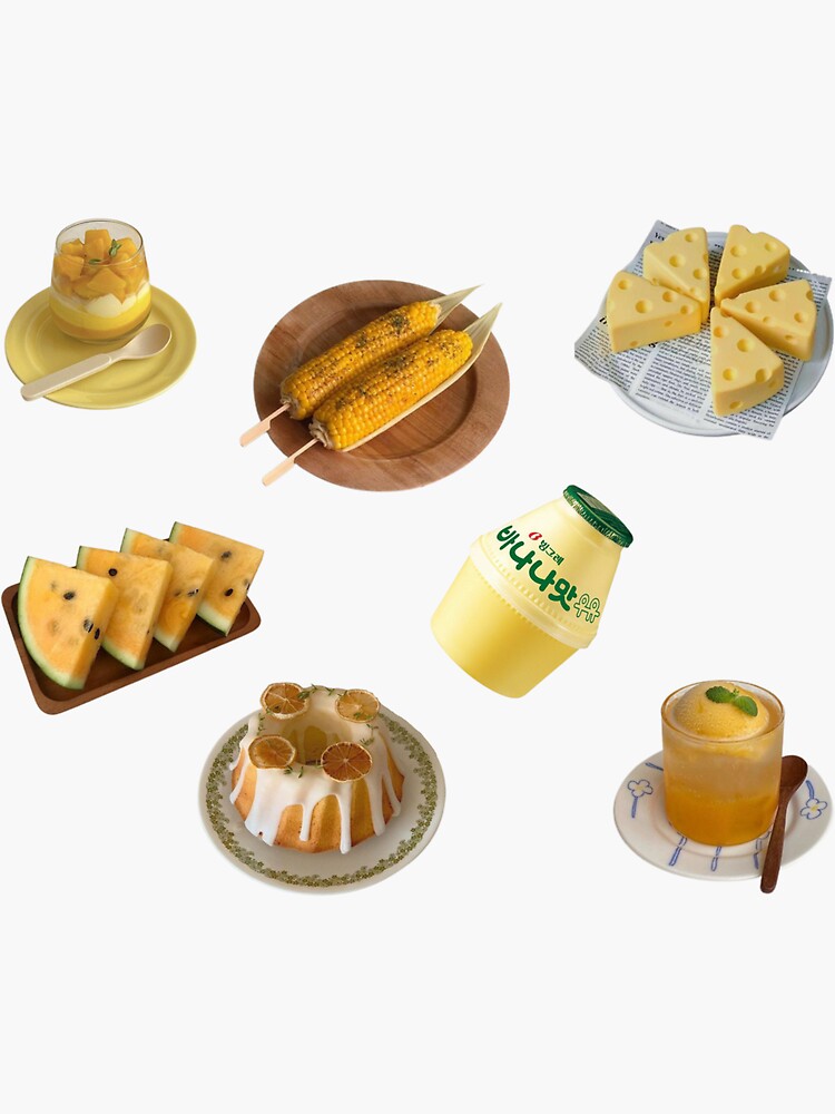 "Yellow Food" Sticker for Sale by Kito-Kato | Redbubble