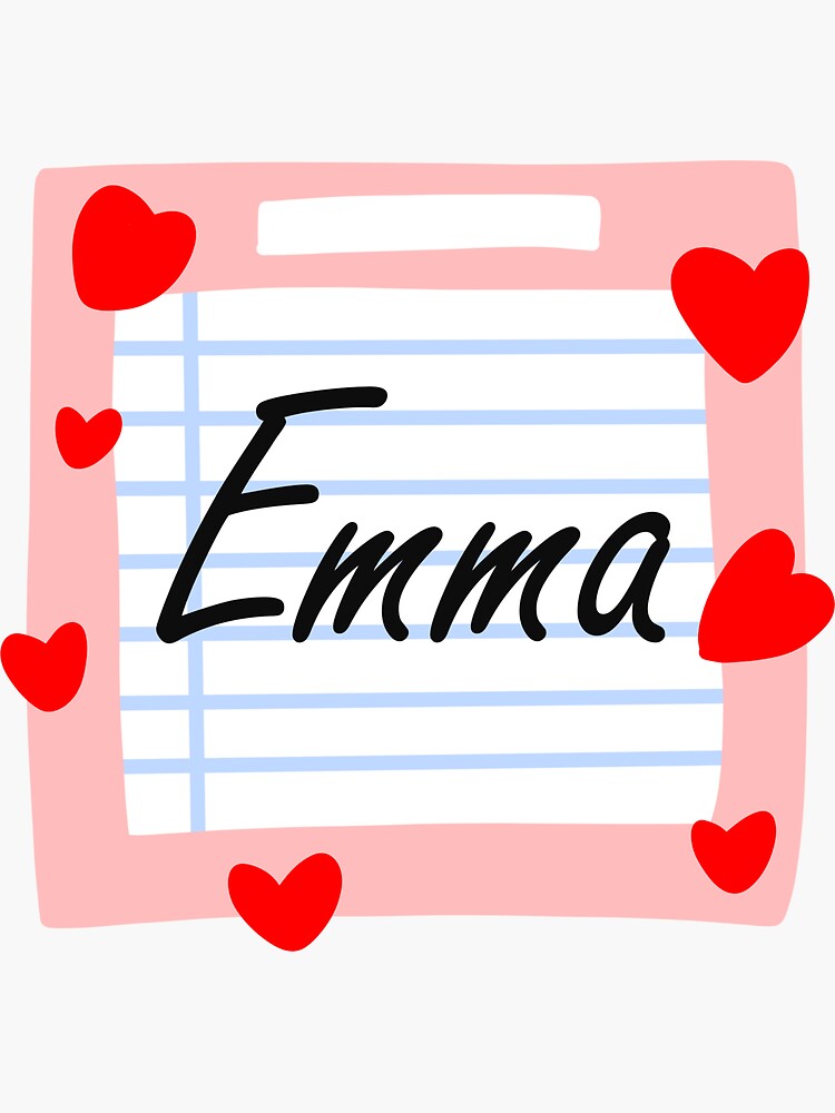 "Love note name tag (Emma)" Sticker for Sale by printablectns | Redbubble