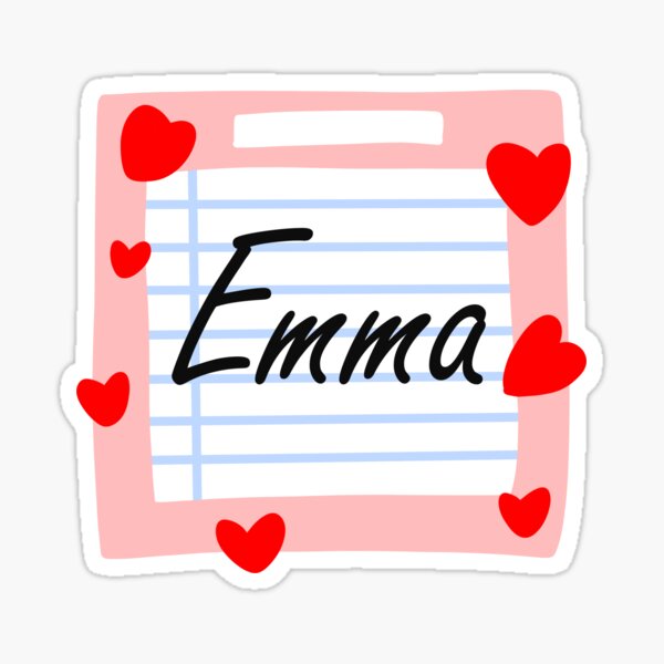 "Love note name tag (Emma)" Sticker for Sale by printablectns | Redbubble