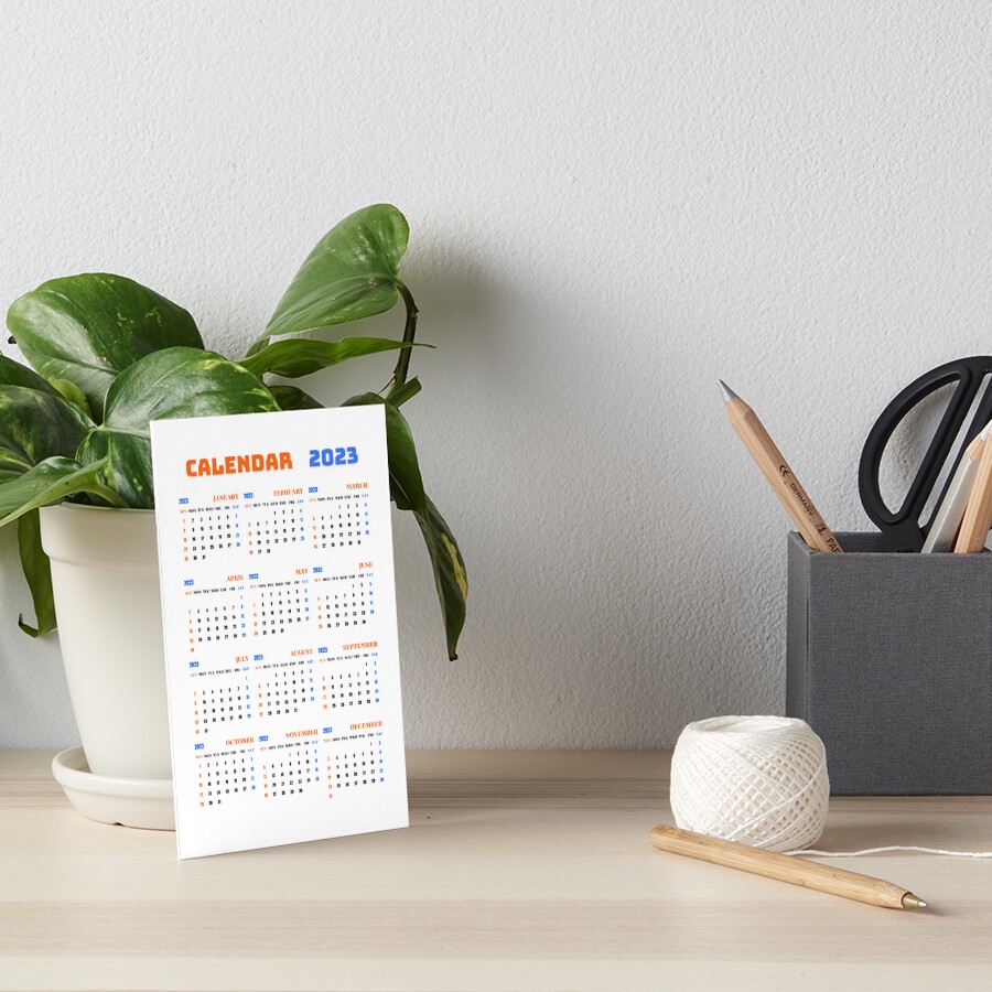 "2023 Calendar" Art Board Print for Sale by Binsagar | Redbubble