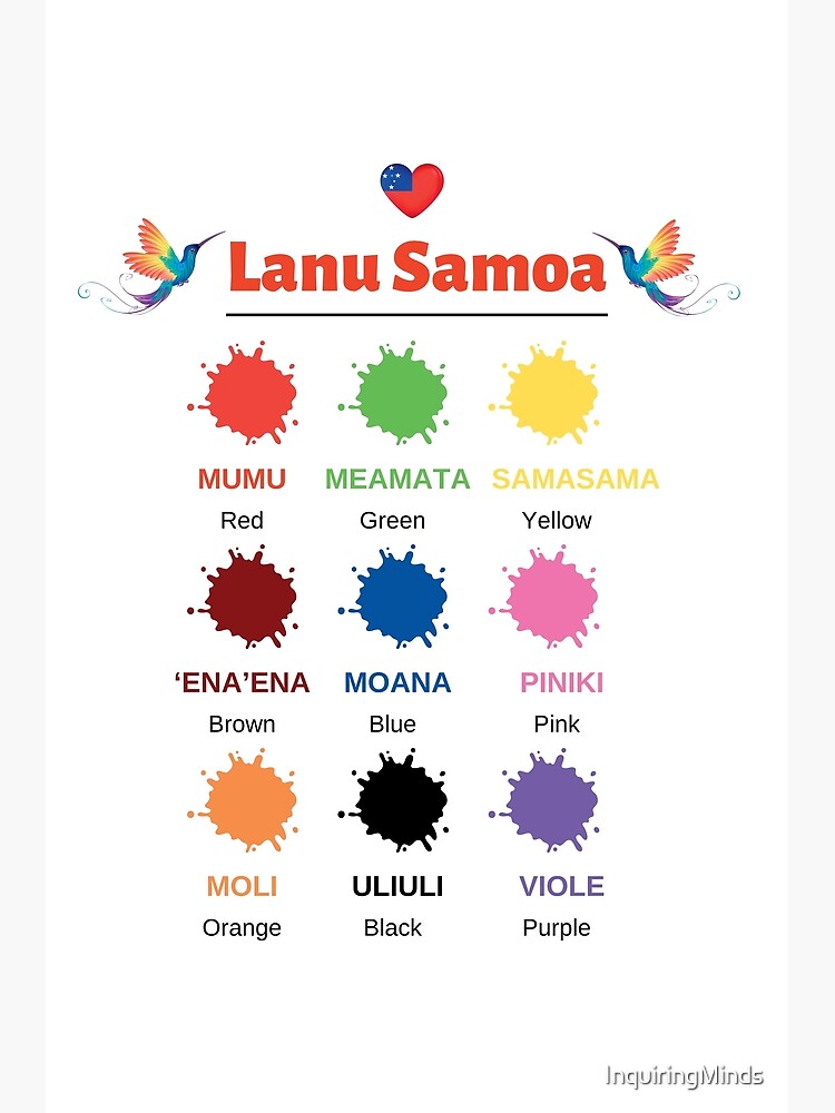 " Samoan Colors Wall Art, Samoan Culture and Samoan Language" Poster ...