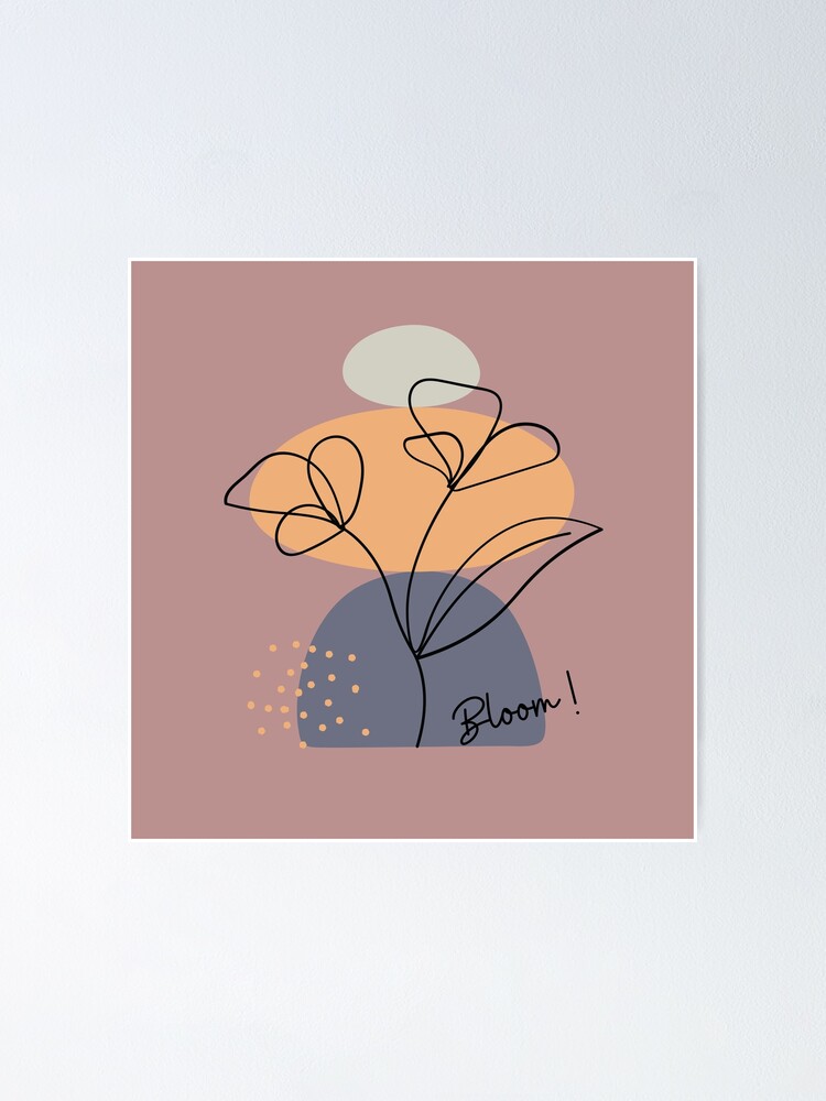 "Bloom Fine Line Boho Flower Line Art" Poster for Sale by ...