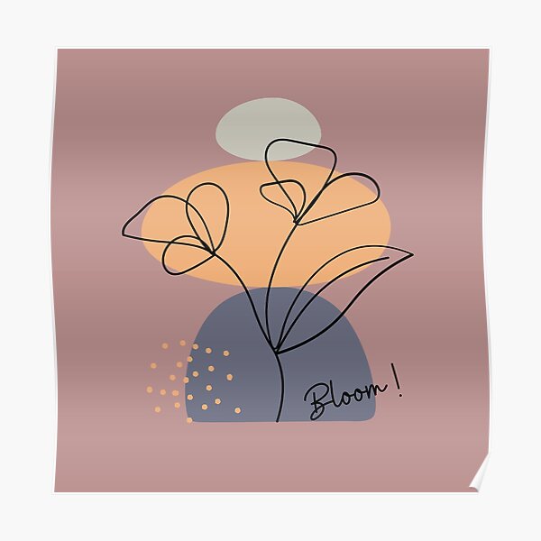 "Bloom Fine Line Boho Flower Line Art" Poster for Sale by ...