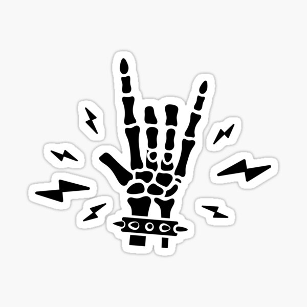 "Rock On! Hand skeleton Rockstar symbol" Sticker for Sale by Rz-Fz ...