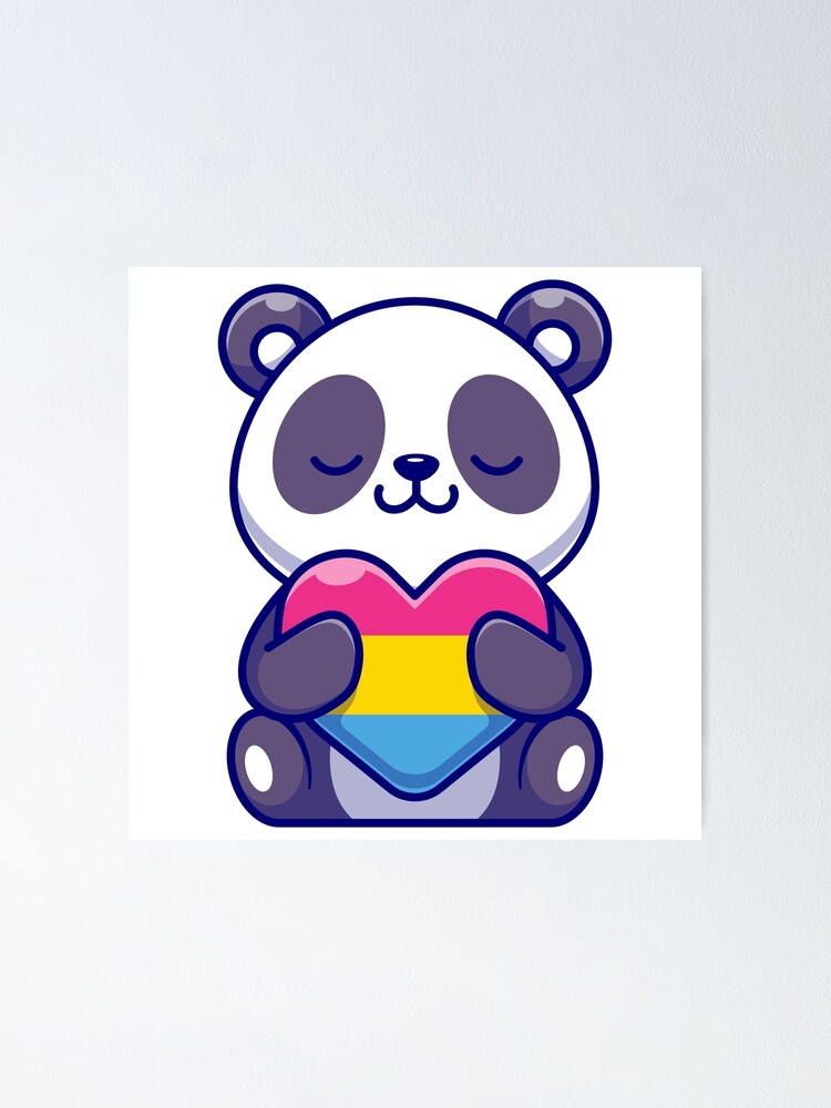 "Pan Duh Pansexual Pride Panda Kawaii LGBTQ+ Heart" Poster for Sale by ...