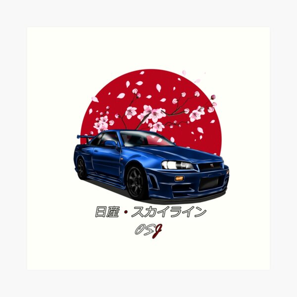 "Skyline R34 SunRise Edition [old_school_jdm_]" Art Print for Sale by ...