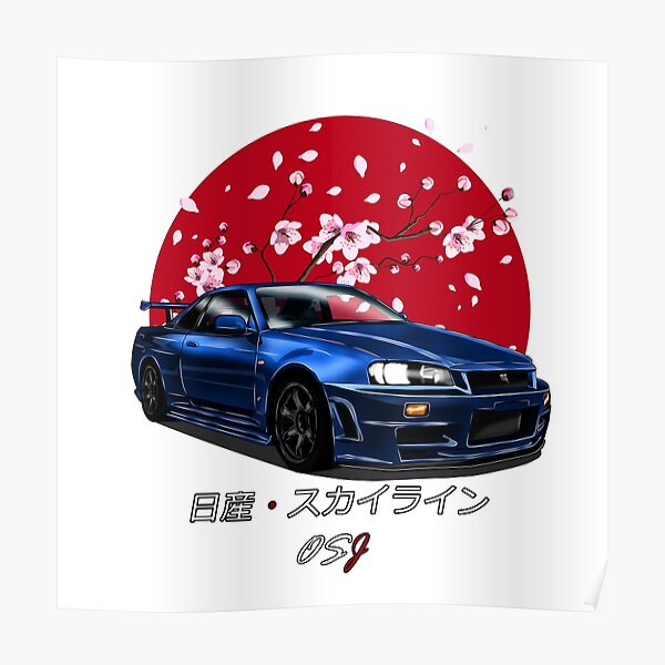 "Skyline R34 SunRise Edition [old_school_jdm_]" Poster for Sale by ...
