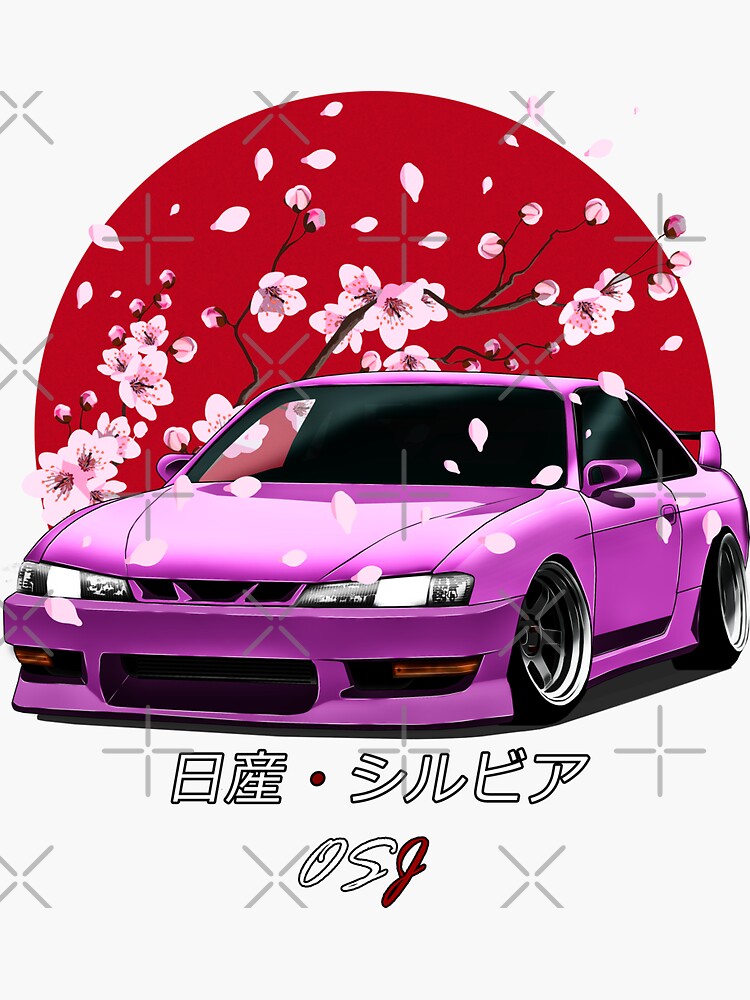 "Silvia S14 (Pink) SunRise Edition [old_school_jdm_]" Sticker for Sale ...