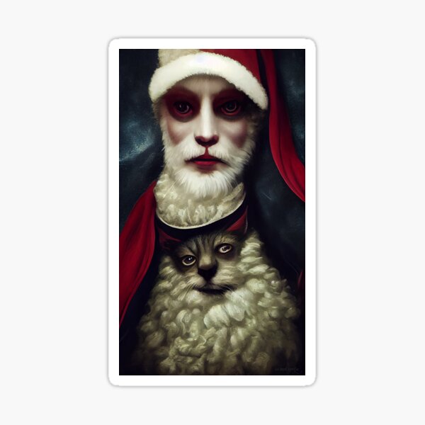 "Bad Evil Santa Claus with Christmas cat" Sticker for Sale by ...