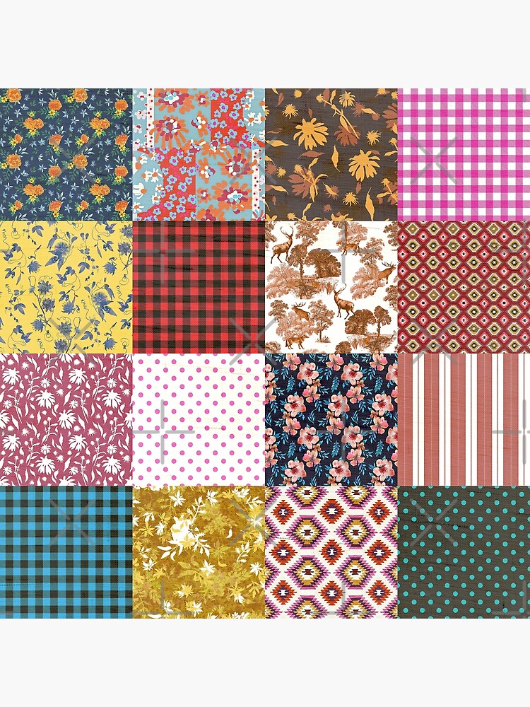 "Rustic Vintage Country Patchwork Quilt Pattern " Poster for Sale by ...