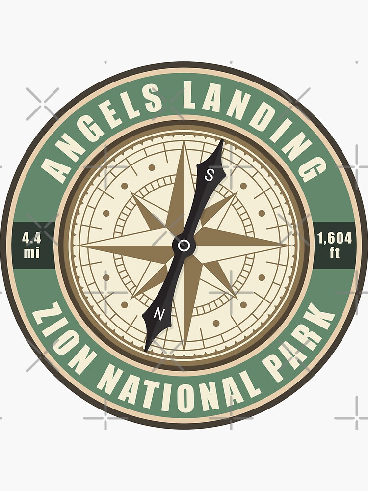 "Angels Landing Trail Utah Compass Hiking Badge" Sticker for Sale by ...